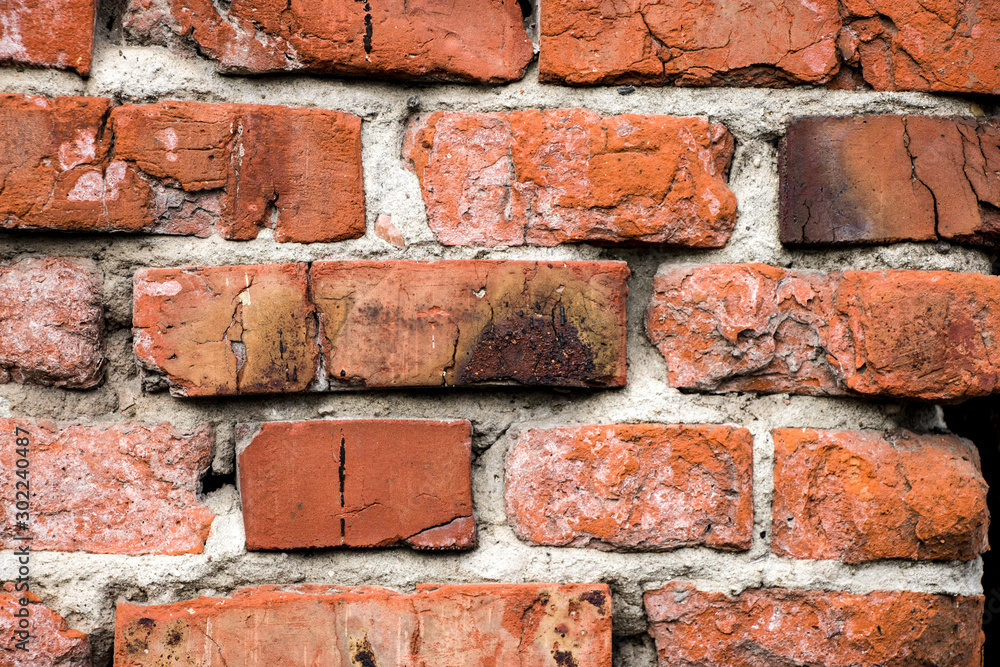 Fragments of old brickwork. Red Cypriot. Natural weathering. Concept ...