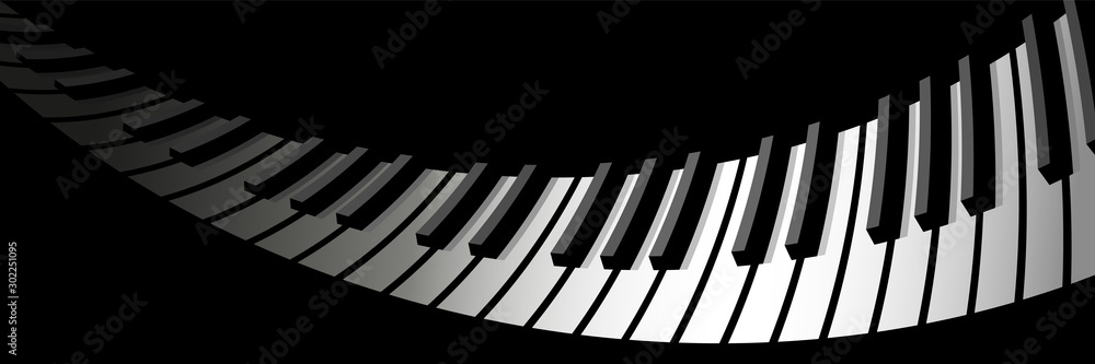 Piano keyboard with directional light and shadow. For a wide background ...