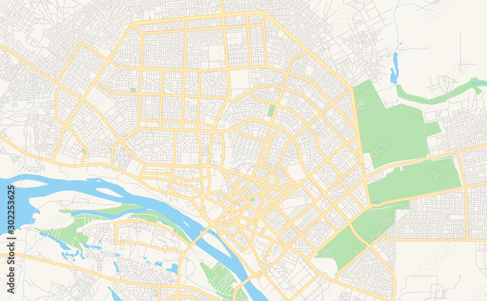 Printable street map of Niamey, Niger vector de Stock | Adobe Stock