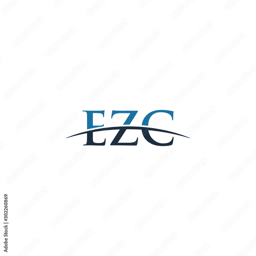 Initial letter EZC, overlapping movement swoosh horizon logo company ...