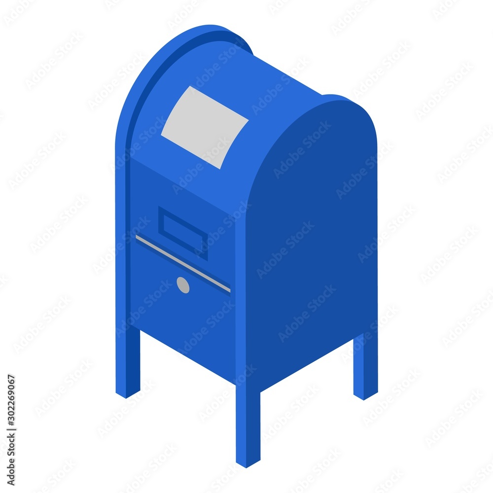 Metal street mailbox icon. Isometric of metal street mailbox vector ...