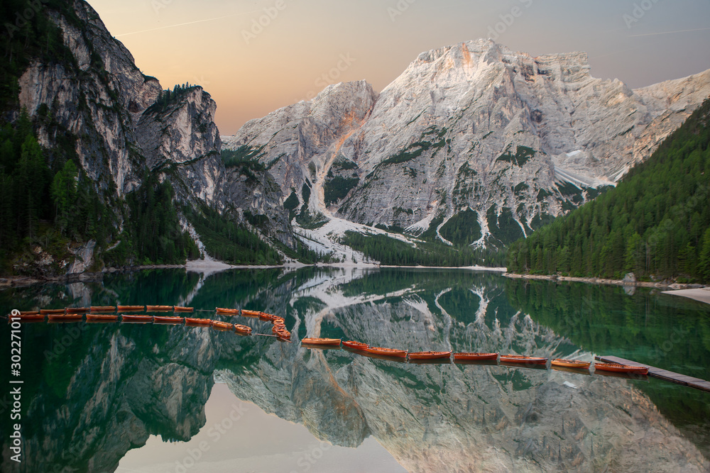 lago di braies Stock Photo | Adobe Stock