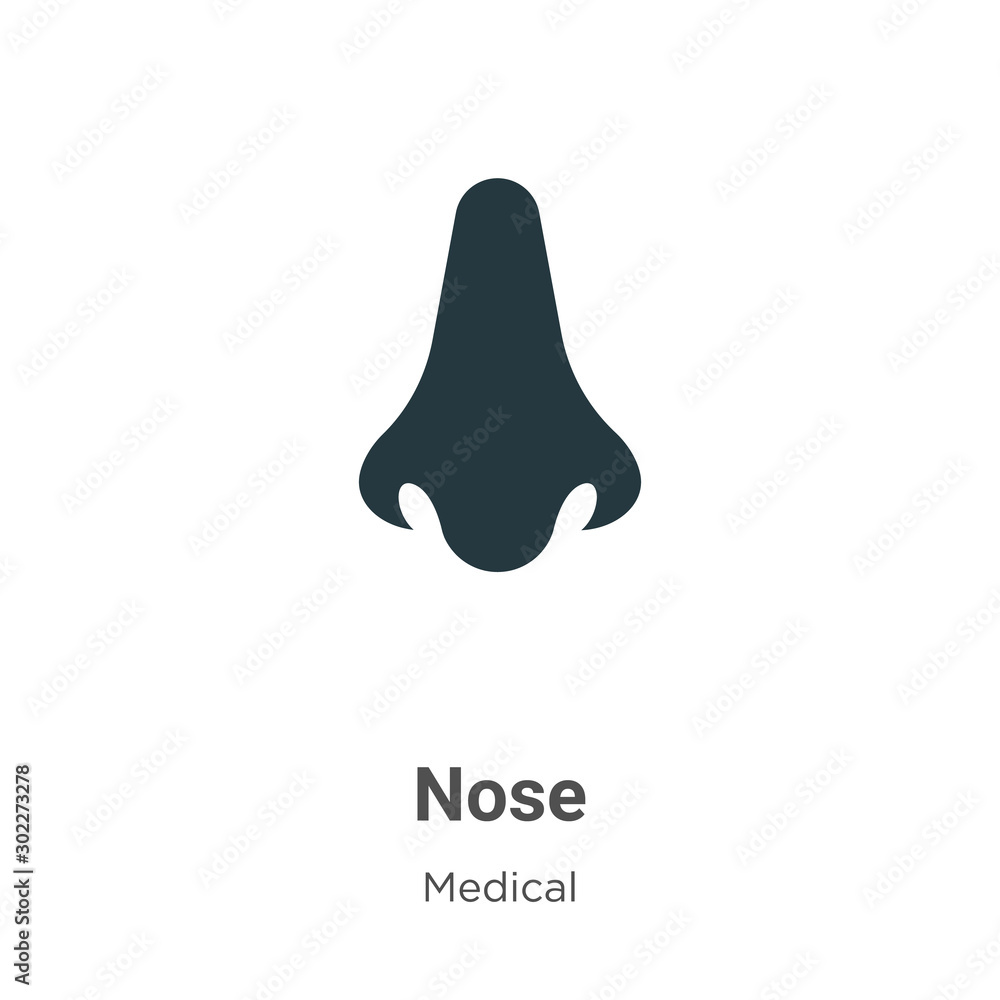 Nose vector icon on white background. Flat vector nose icon symbol sign ...