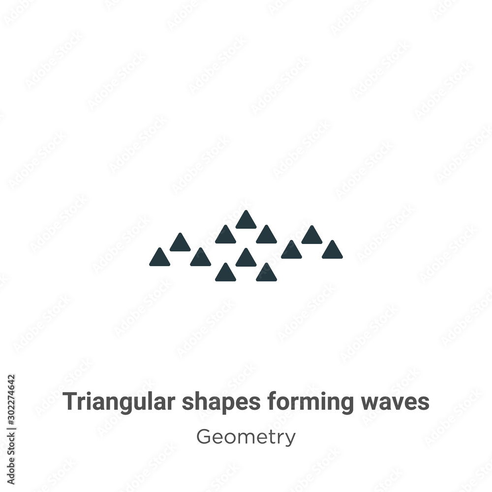 Triangular shapes forming waves vector icon on white background. Flat ...
