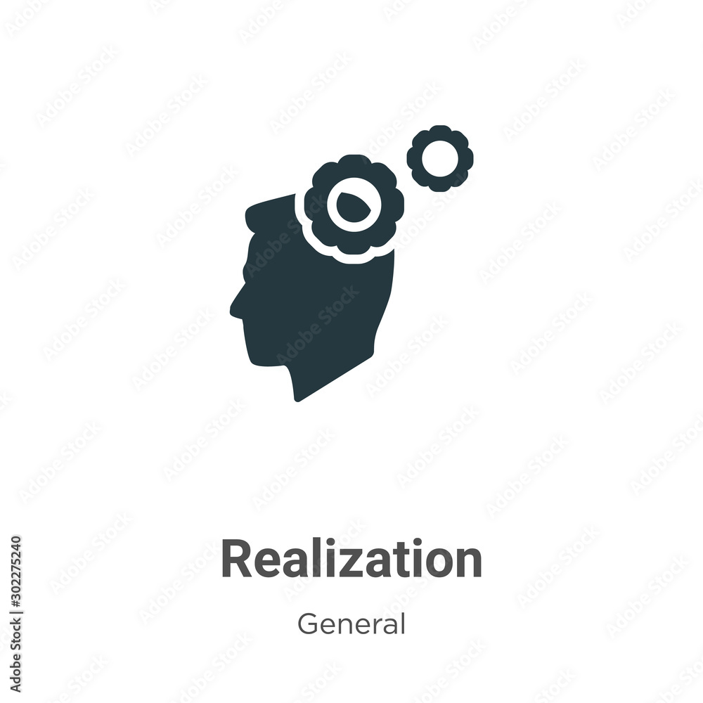 Realization vector icon on white background. Flat vector realization ...