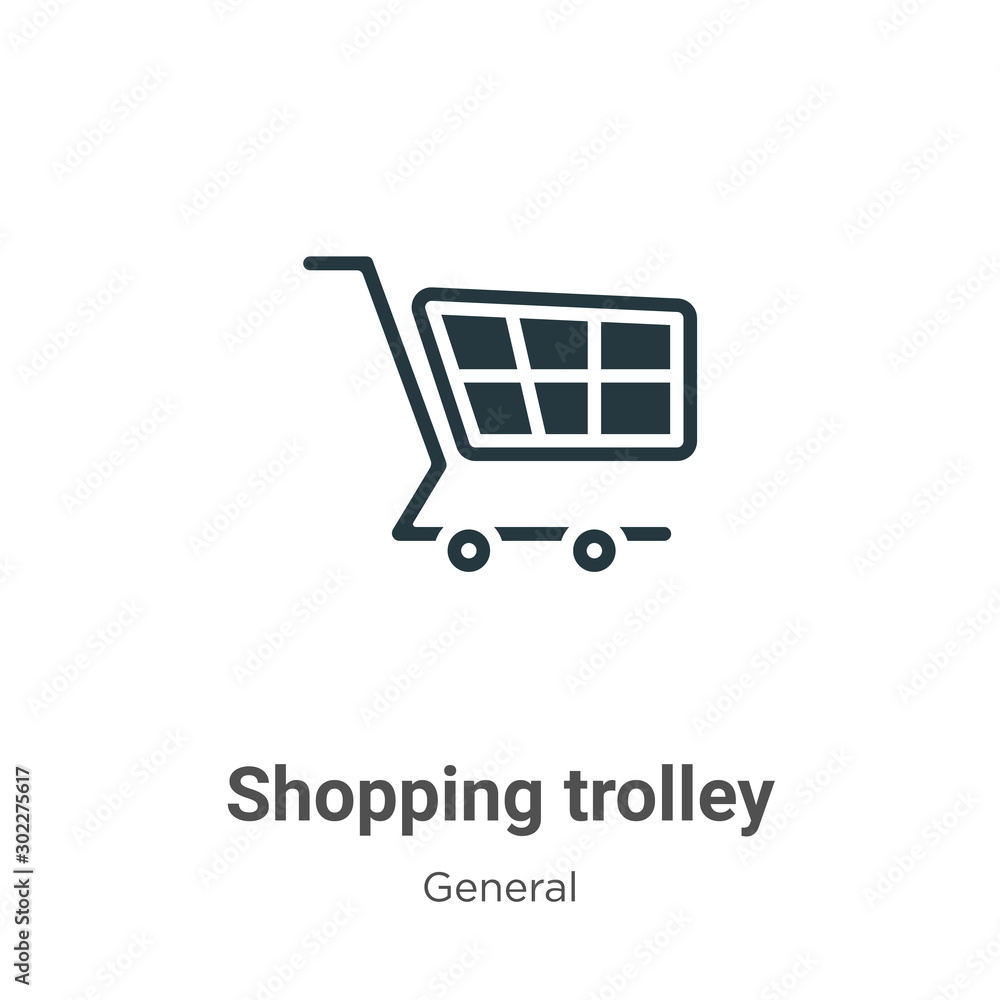 Shopping trolley vector icon on white background. Flat vector shopping ...