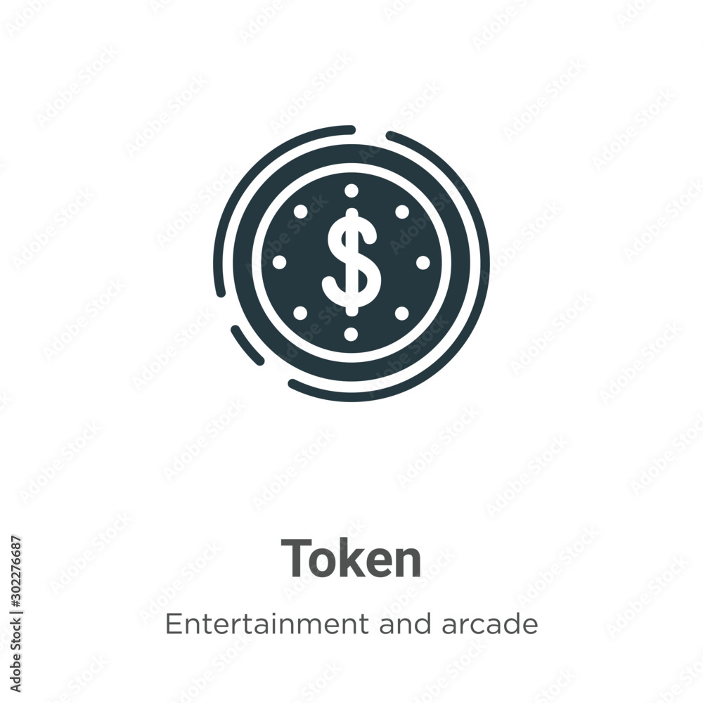 Token vector icon on white background. Flat vector token icon symbol ...