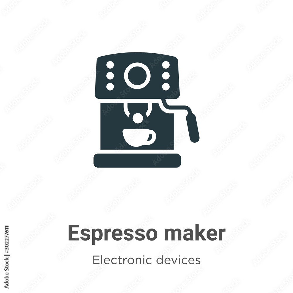 Espresso maker vector icon on white background. Flat vector espresso ...