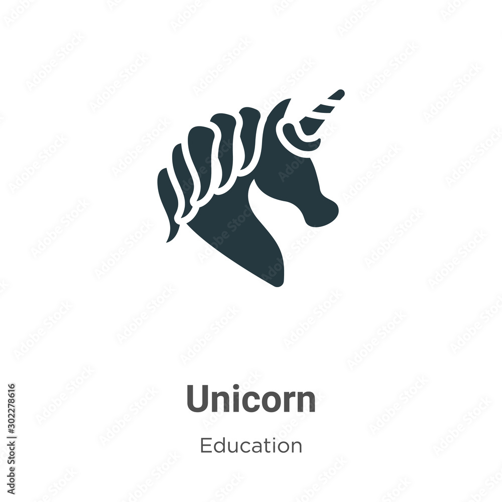 Unicorn vector icon on white background. Flat vector unicorn icon ...