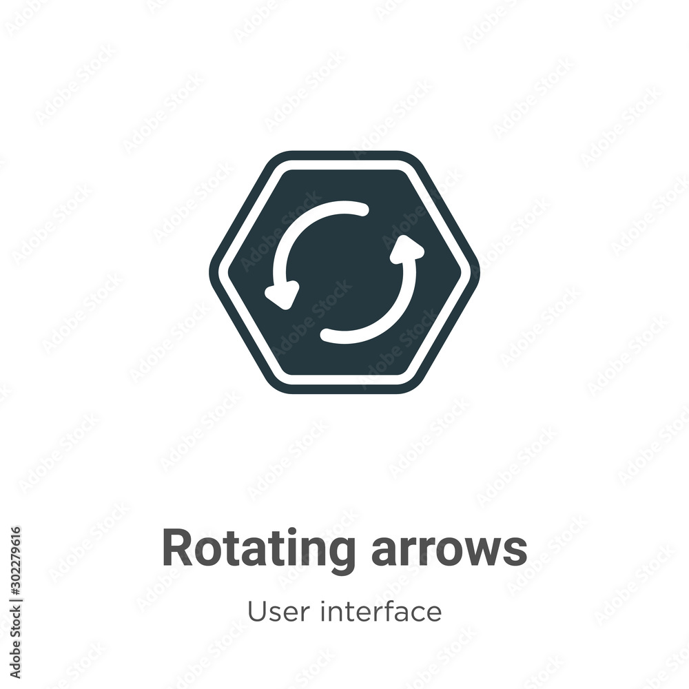 Rotating arrows vector icon on white background. Flat vector rotating ...