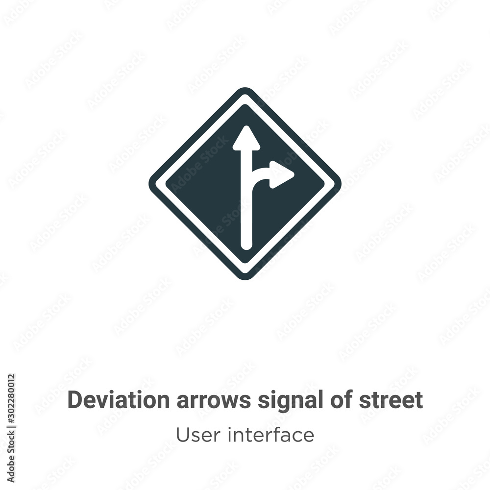 Deviation arrows signal of street vector icon on white background. Flat ...