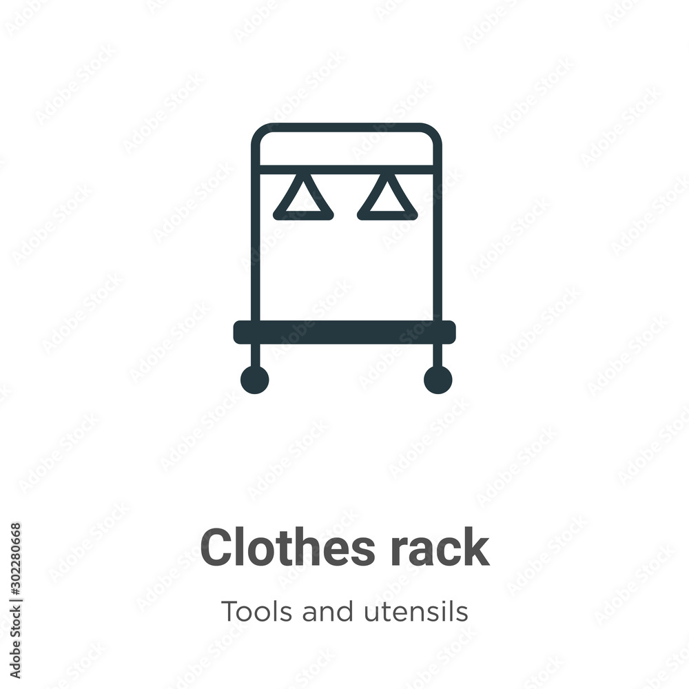 Clothes rack vector icon on white background. Flat vector clothes rack ...
