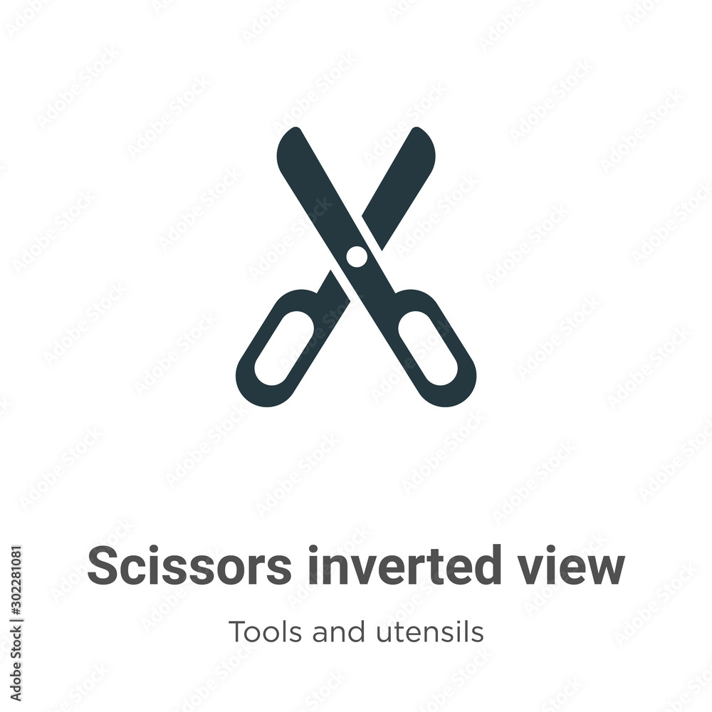 Scissors inverted view vector icon on white background. Flat vector ...