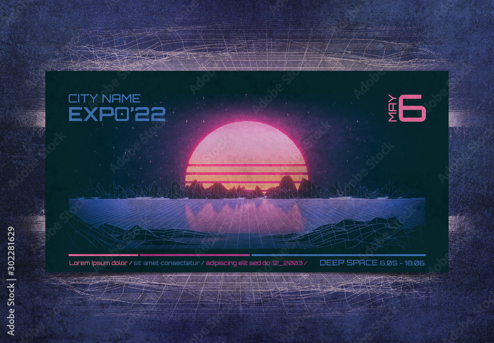 80s Retro Sci-Fi Flyer Layout Stock Template | Adobe Stock