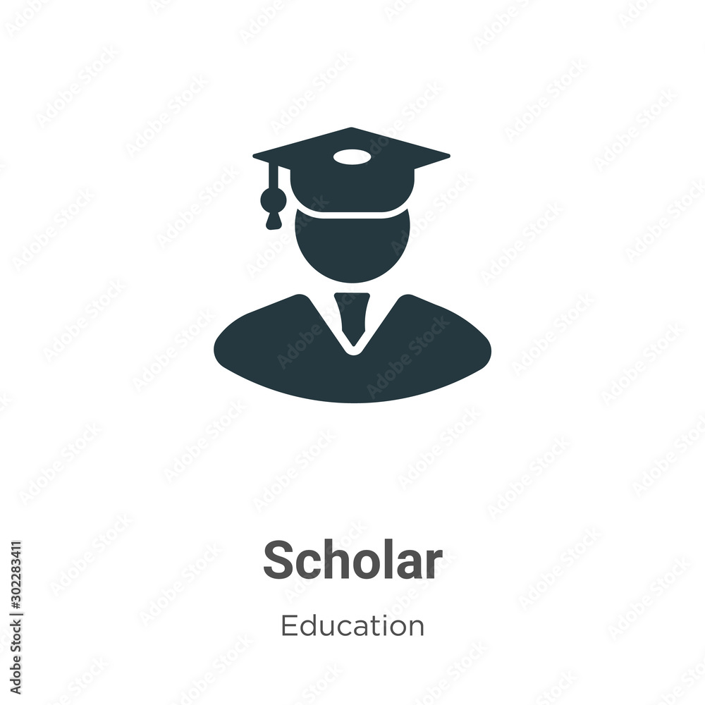 Scholar vector icon on white background. Flat vector scholar icon ...
