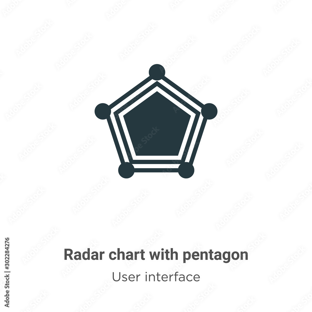 Radar chart with pentagon vector icon on white background. Flat vector ...