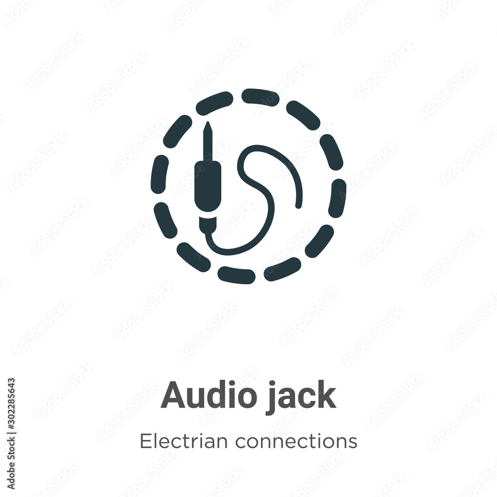 Audio jack vector icon on white background. Flat vector audio jack icon ...