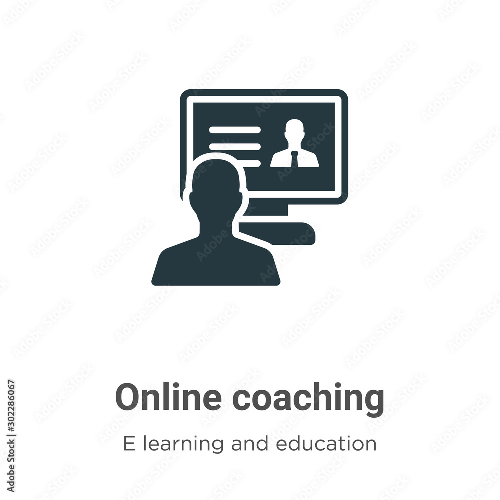 Online coaching vector icon on white background. Flat vector online ...