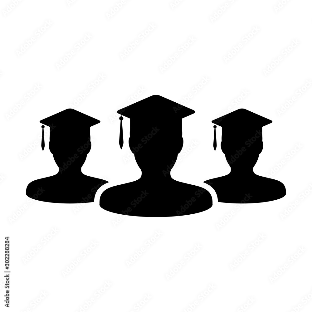 College icon vector male group of students person profile avatar with ...
