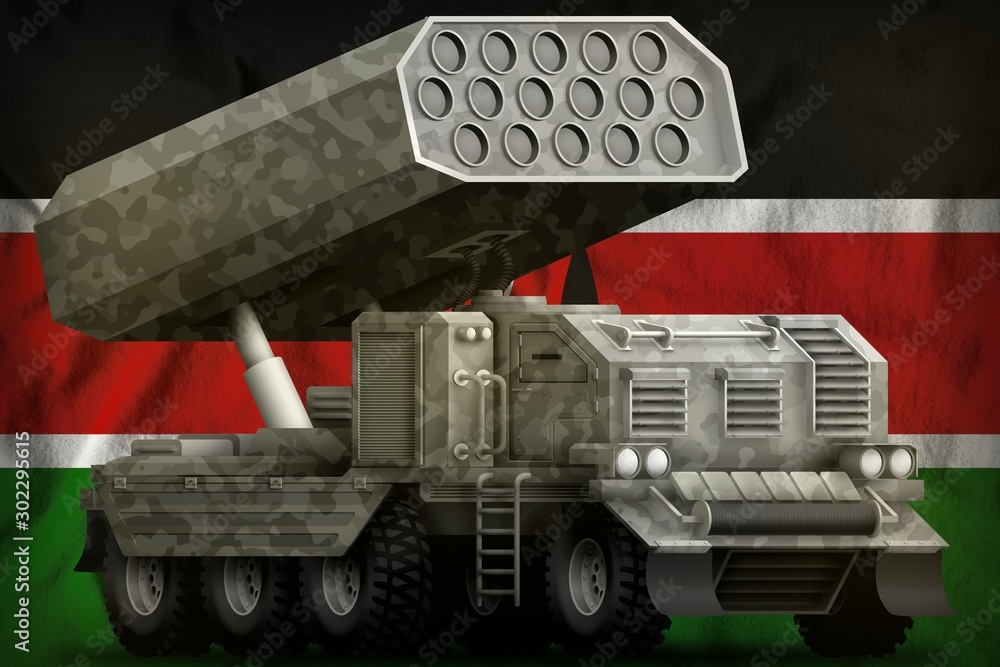 rocket artillery, missile launcher with grey camouflage on the Kenya ...