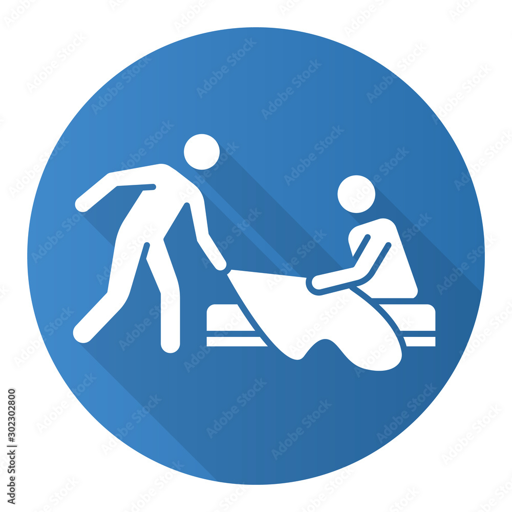 Spousal rape blue flat design long shadow glyph icon. Abuse by husband ...