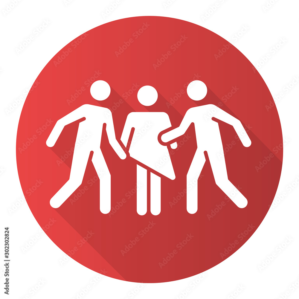 Gang rape red flat design long shadow glyph icon. Woman abuse. Violent ...