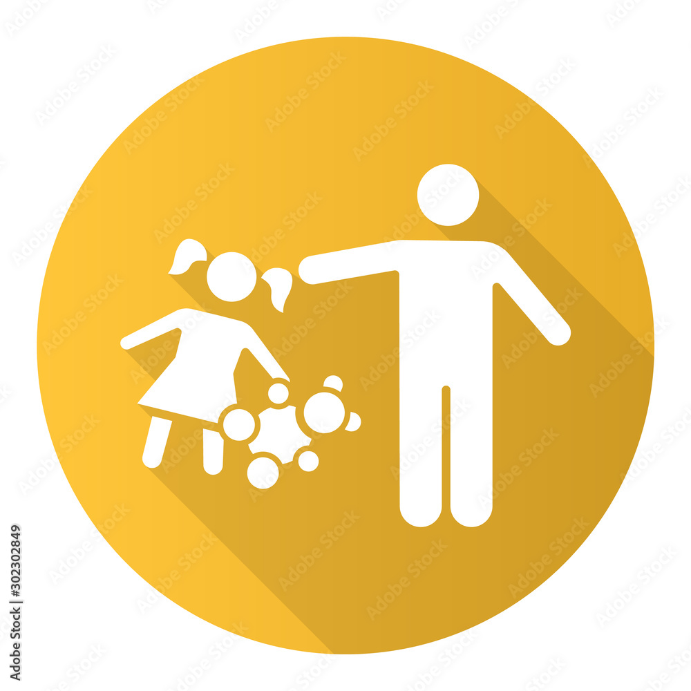 Rape of children yellow flat design long shadow glyph icon. Child ...