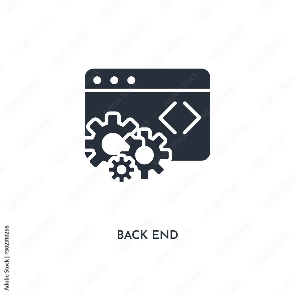 back end icon. simple element illustration. isolated trendy filled back ...