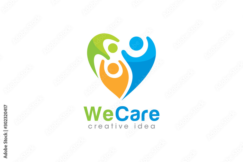Creative People Care Concept Logo Design Template Stock Vector | Adobe ...