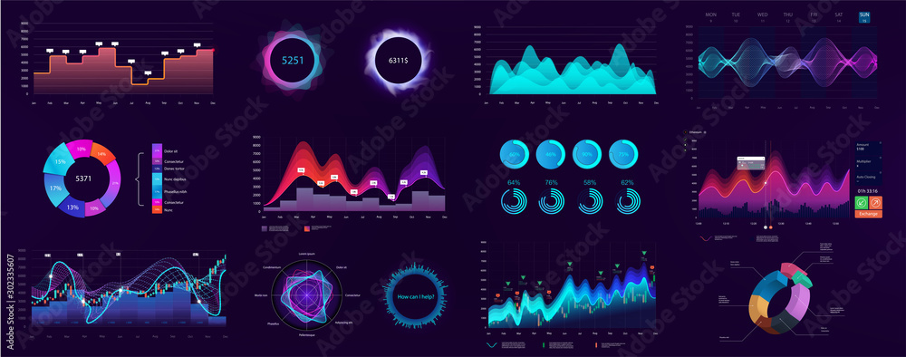 Detailed infographics, technology user interface. UI, UX, GUI elements ...