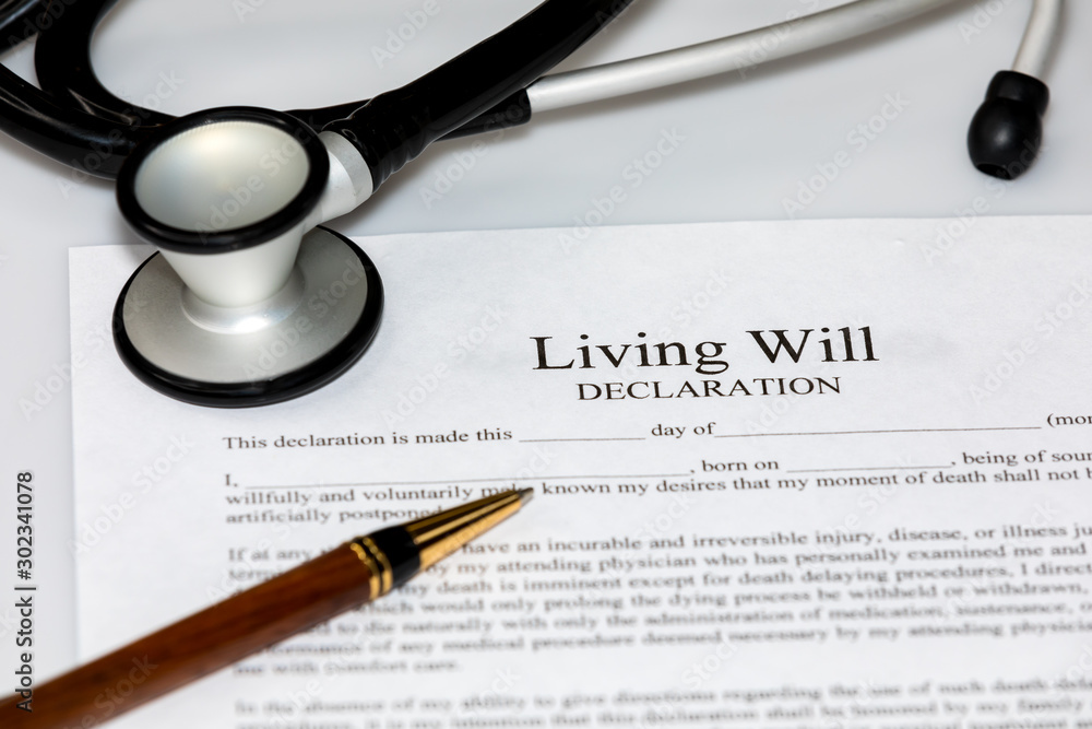 Living Will declaration form with stethoscope and ballpoint pen ...