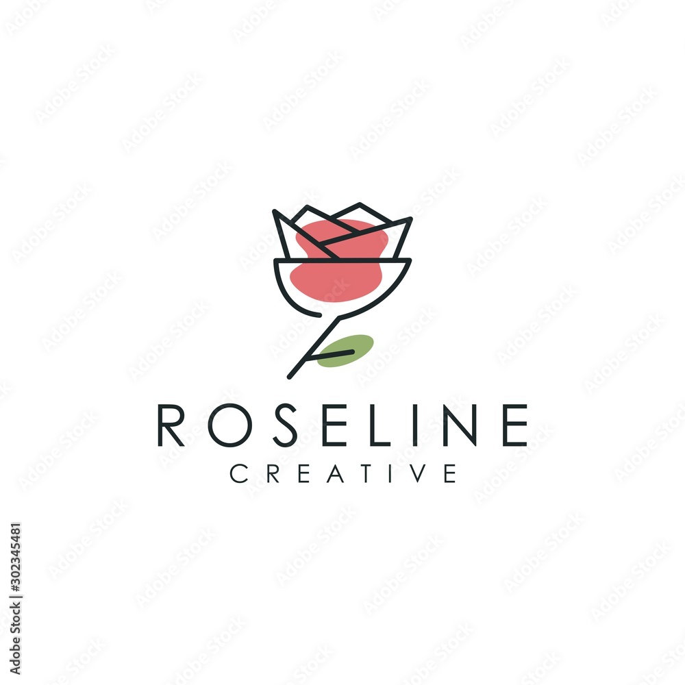 rose logo with outline style, natural vector illustration Stock Vector ...