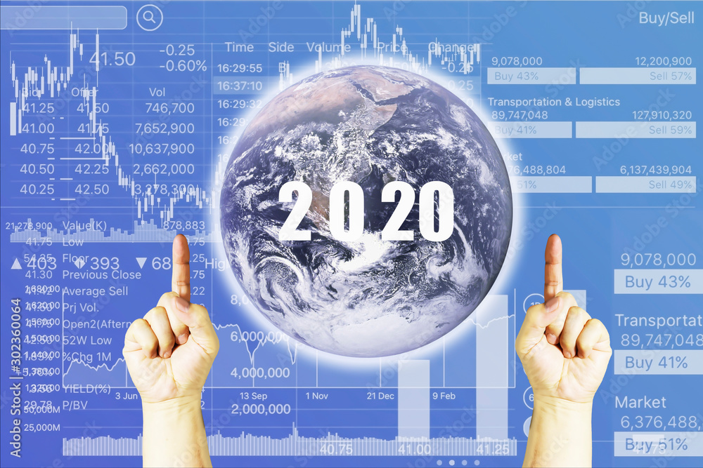 Global Business and Economic vision in 2020 with Stock index ...