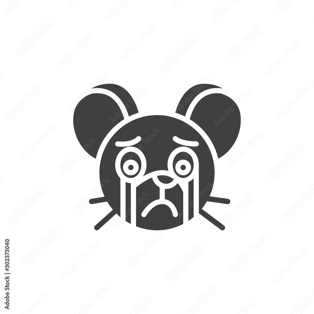Crying rat emoticon vector icon. filled flat sign for mobile concept ...