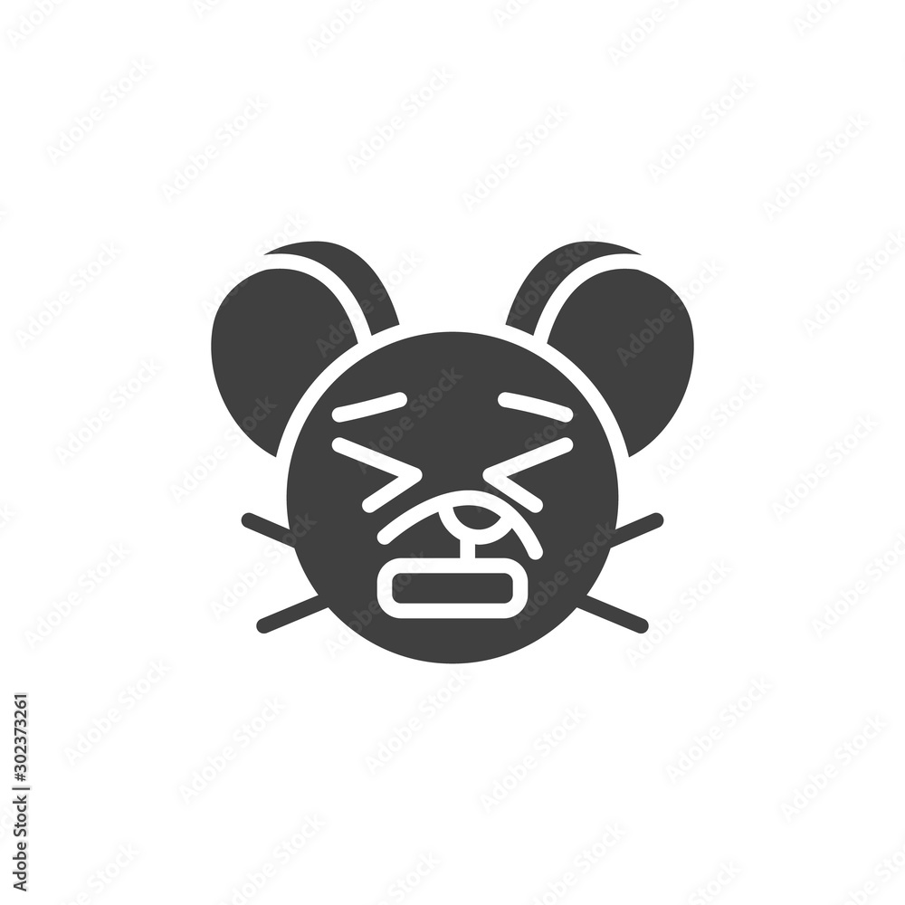 Anguished rat emoticon vector icon. filled flat sign for mobile concept ...