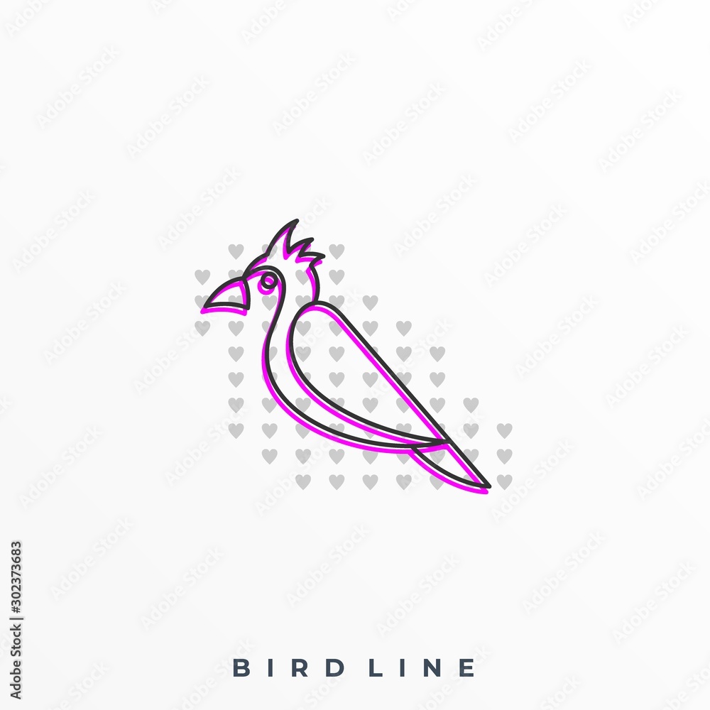 Bird Line Art Dot Illustration Vector Template Stock Vector | Adobe Stock