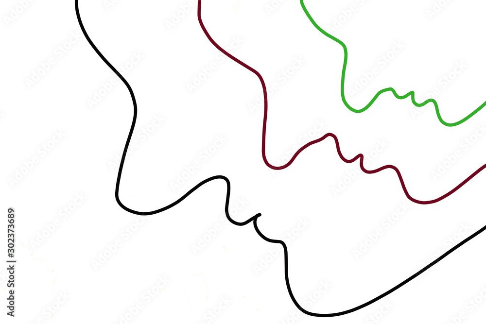 Cartoon line art face image on white Stock Photo | Adobe Stock