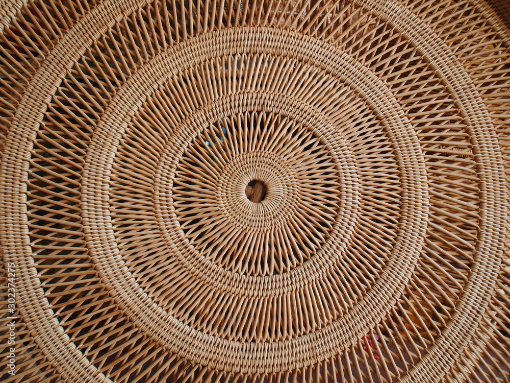 Circular weave rattan pattern Round Rattan Furniture Background Brown ...