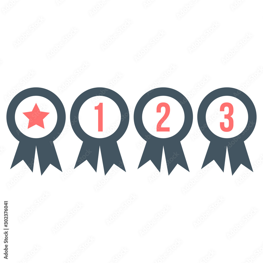 Winner badge Set with Ribbons. Stock Vector illustration isolated on ...