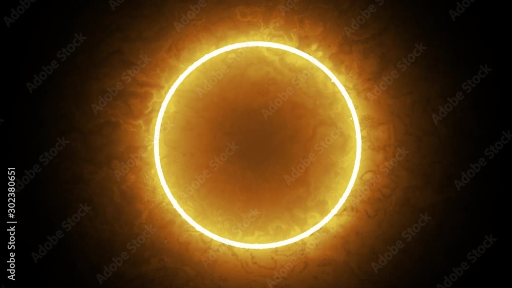 Circle hot flare glowing effect with black background.Color light lens ...