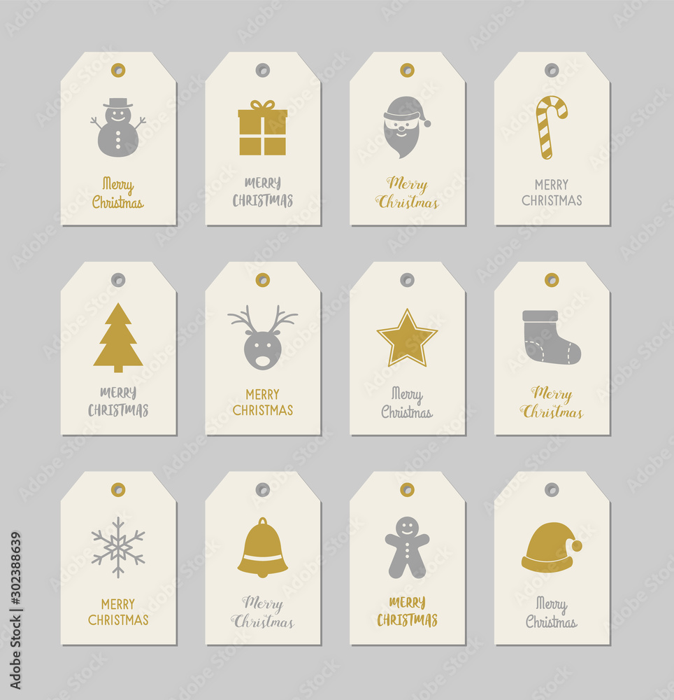 Collection of Christmas gift tags with festive decorations and wishes ...