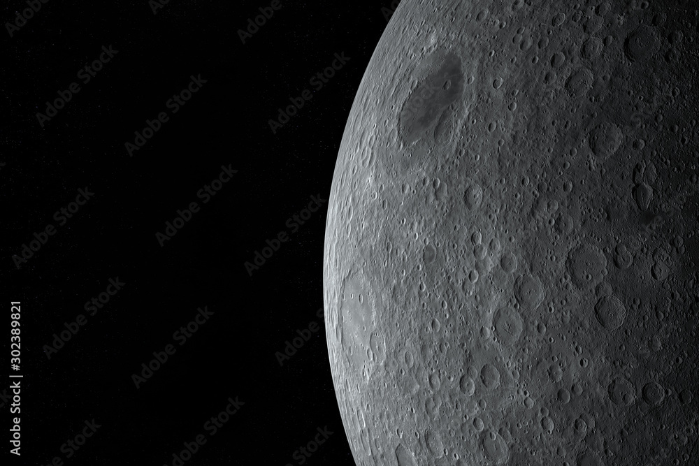 Foto de Mare Moscoviense in the lunar surface of the moon, 3d render do ...