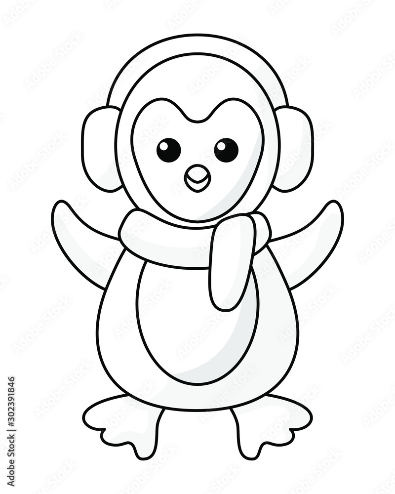 Black And White Winter Penguin Clip Art