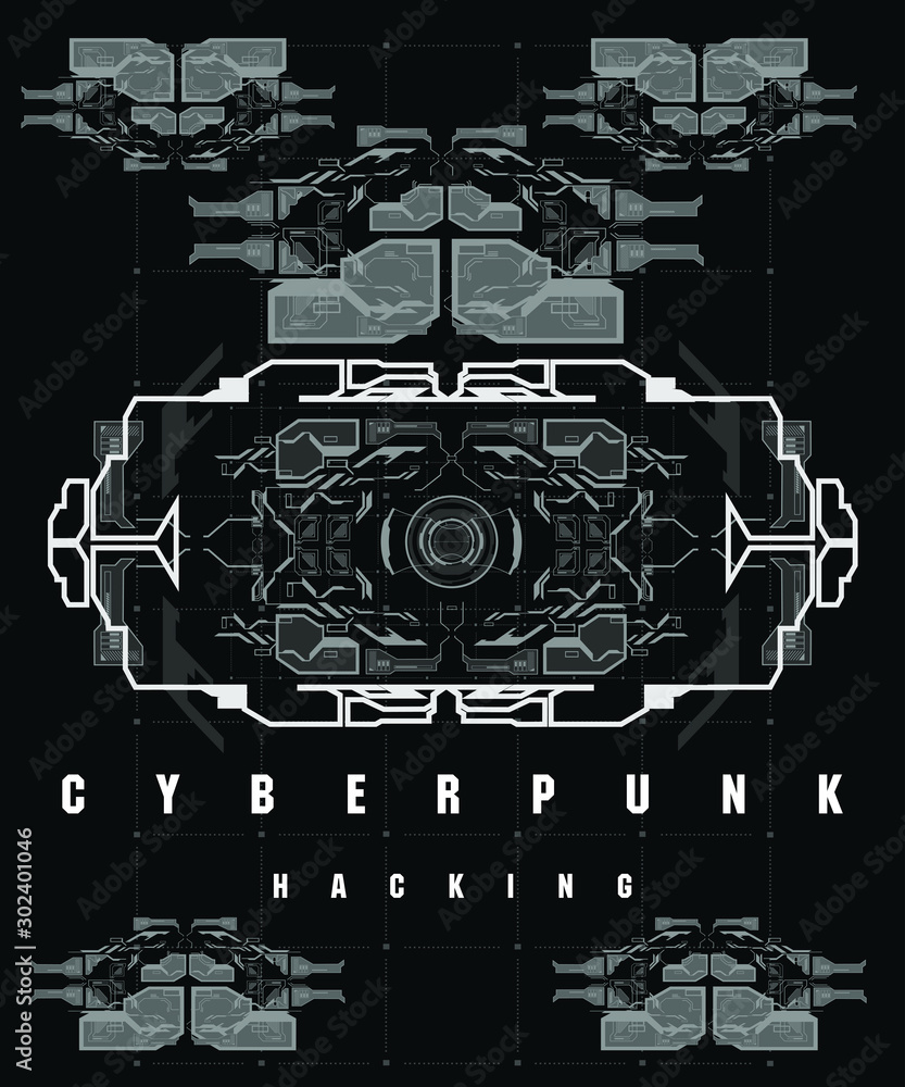 Cyberpunk Hacking futuristic poster with futuristic HUD elements ...