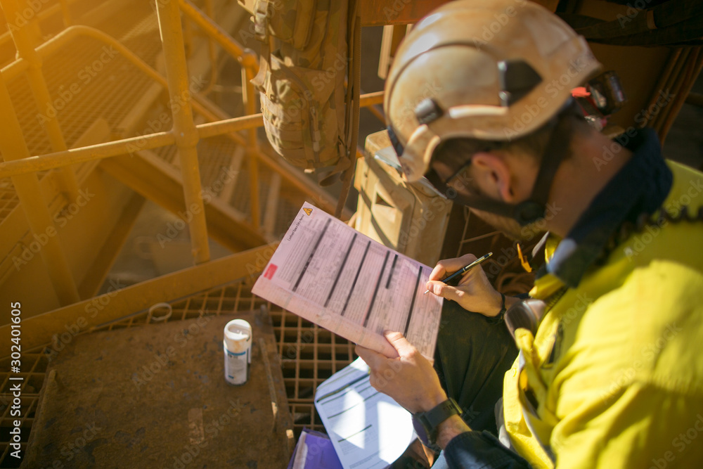 Safe workplace top view of construction supervisor wearing a white ...