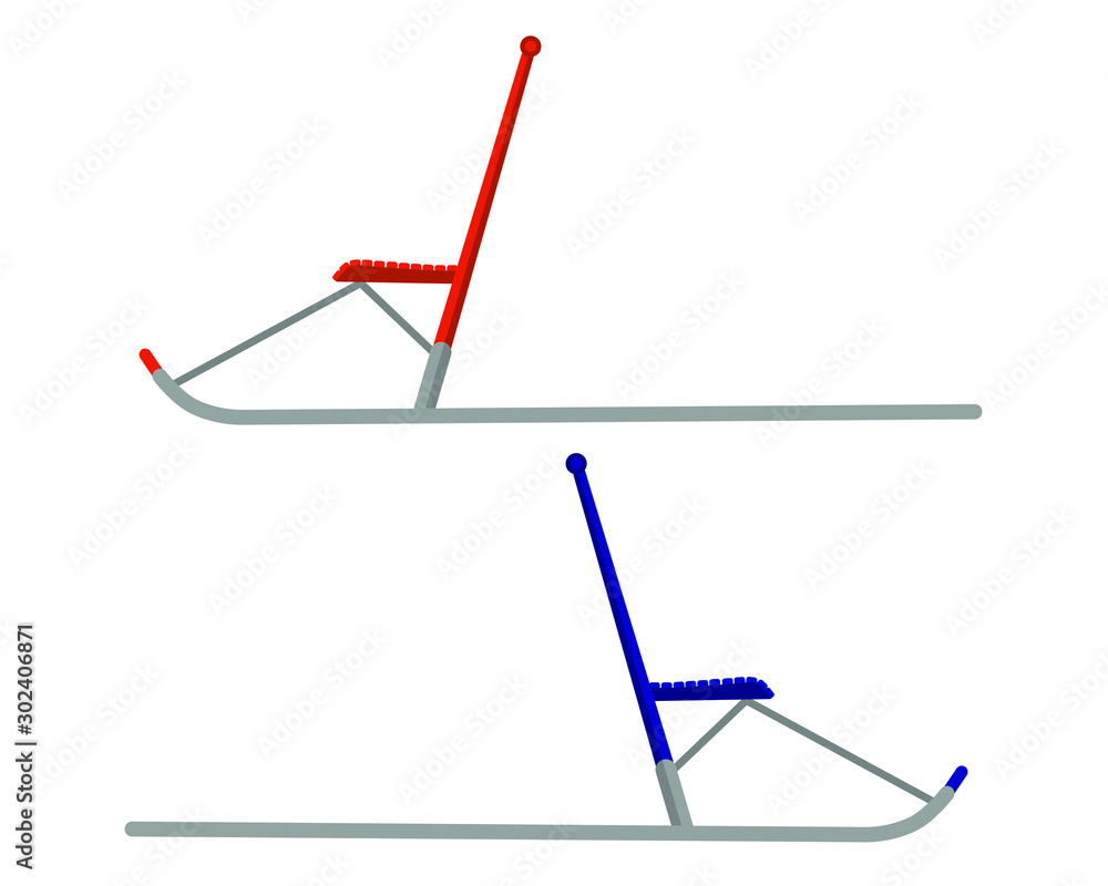Traditional finnish winter kicksled. Cartoon flat style snow sled icon ...