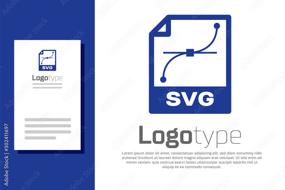 Blue SVG file document. Download svg button icon isolated on white ...