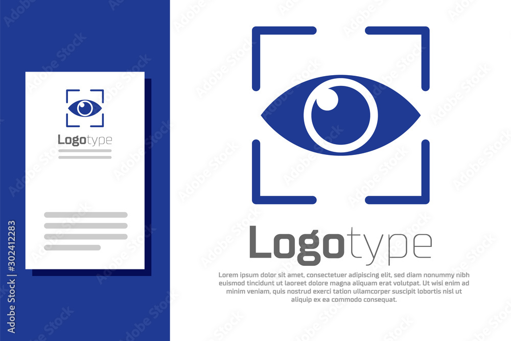 Blue Eye scan icon isolated on white background. Scanning eye. Security ...