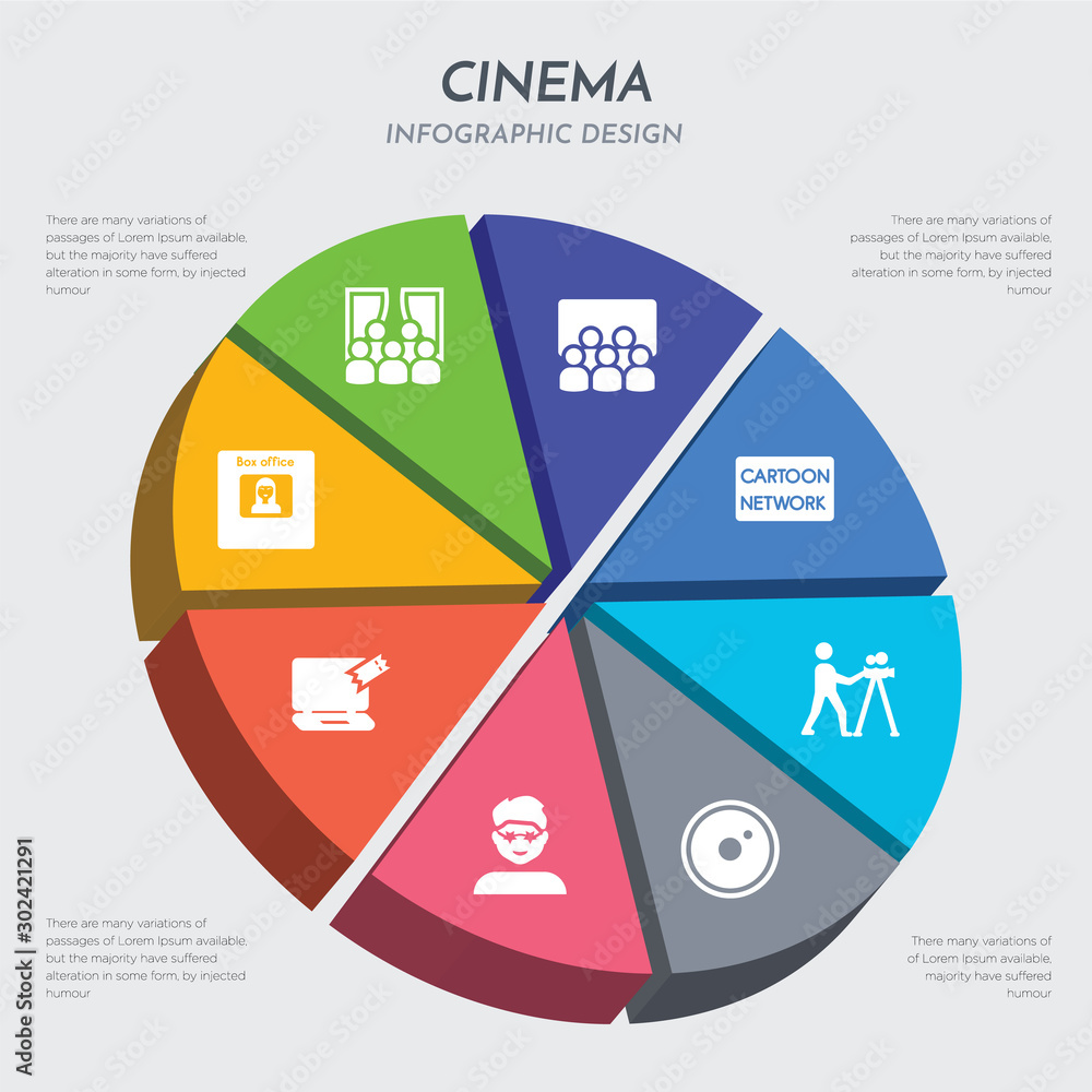 cinema concept 3d chart infographics design included box office, buy ...