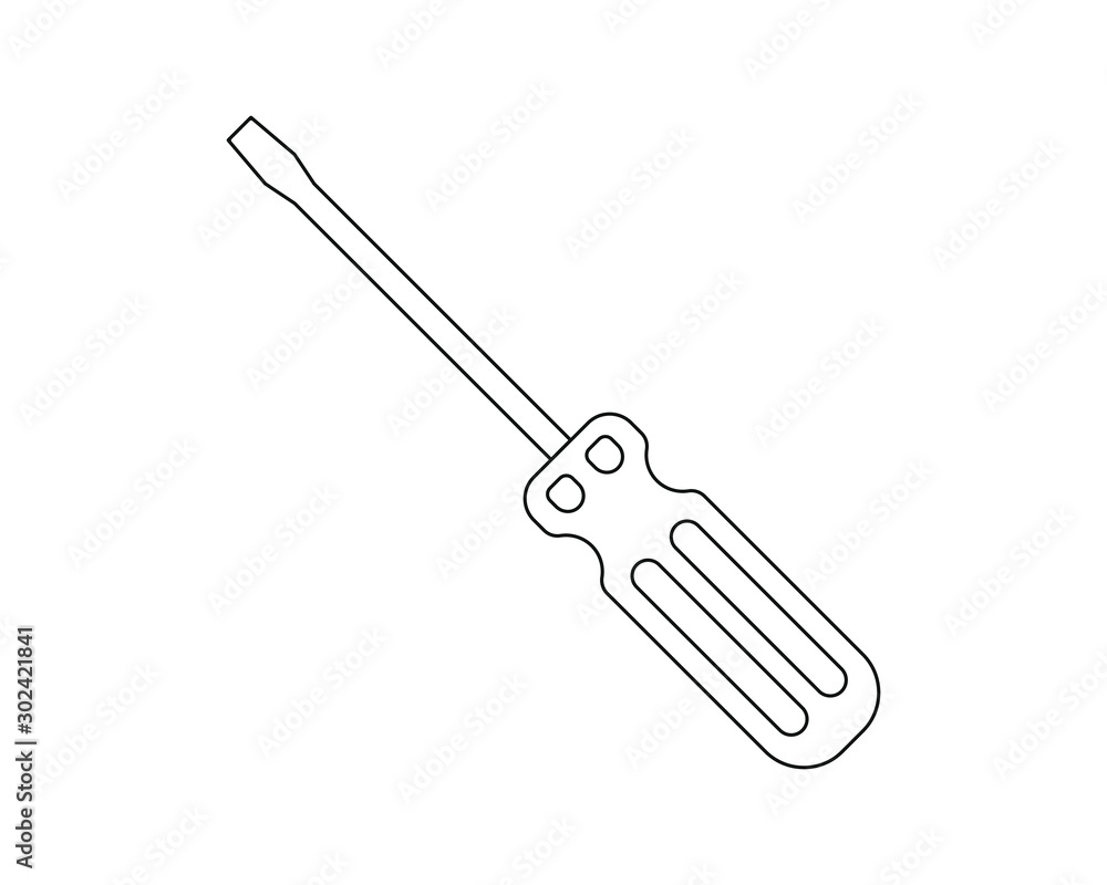 Cartoon flat style screwdriver icon shape. Work hardware logo symbol ...